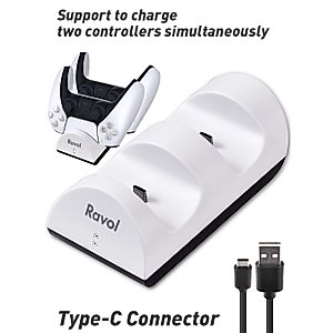 Ravol PS 5 Controller Charging Station, Charging Dock Station for PlayStation 5 Controller, Fast Charging Dock with LED Indicator (Controllers Not Included)