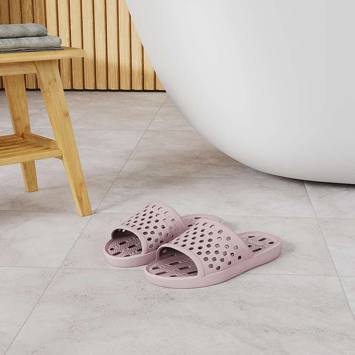 WOTTE Shower Sandals Women Quick Drying Bath Slippers Non Slip Dorm Shoes Size 9 Pink