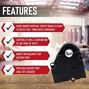 HVAC Blend Door Actuator - Replaces 604107, 16124932, 16177412, 604-107 - Compatible with Chevy, GMC Vehicles and More - Tahoe, Monte Carlo, Corvette, Malibu, K1500 Suburban, Yukon, Regal