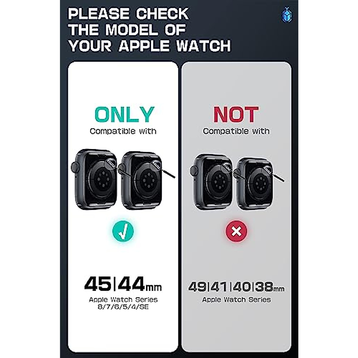 SUPCASE [Unicorn Beetle Pro] Designed for Apple Watch Series 8/7/6/SE/5/4 [45/44mm], Rugged Protective Case with Strap Bands (Black)