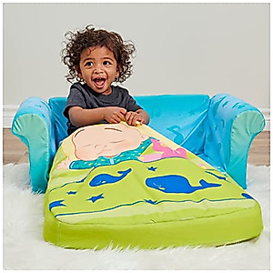Marshmallow Furniture, Cocomelon 3-in-1 Slumber Sofa Baby Lounger, Convertible Kids Couch, Sofa Bed & Foam Toddler Nap Mat with Attached Blanket