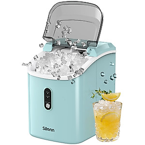 Nugget Ice Maker Countertop - Silonn Pebble Ice Maker Machine with Self-Cleaning Function, 33lbs/24H, Ice Makers for Home/Kitchen/Office, Green