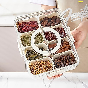 Divided Serving Tray with Lid 10 Forks 8 Compartment Snack Container Snackle Box Containers,Organizer Portable Handle for Parties, Fruits, Nuts, Outdoor Picnics (Style 1 with Animal Forks)