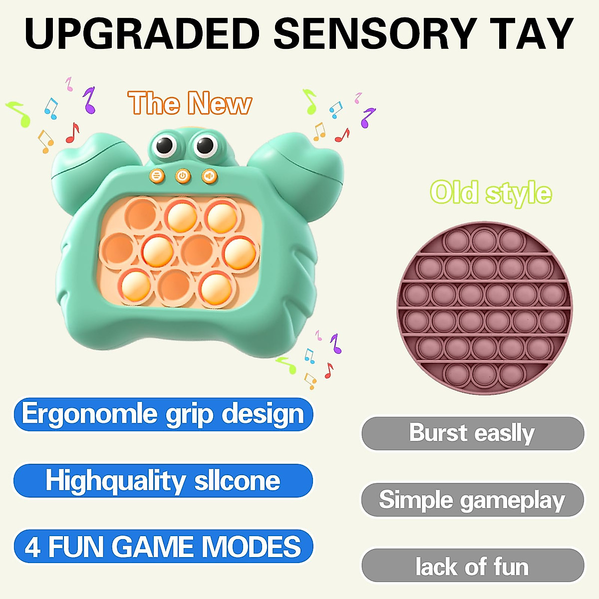 HEEGABEM Fast Push Game,Sensory Toys Pop Game Machine,Handheld Fidget Console for Kids Adults, Birthday Gifts for Boys Girls-Orange