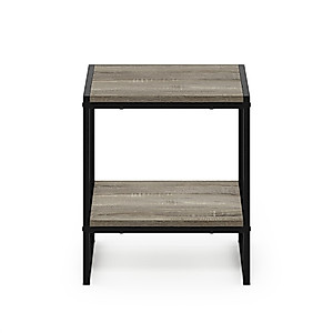 Furinno FM19122GYW Camnus Modern Living 2-Tier End Table, French Oak Grey, 15.9 in x 15.75 in x 18 in