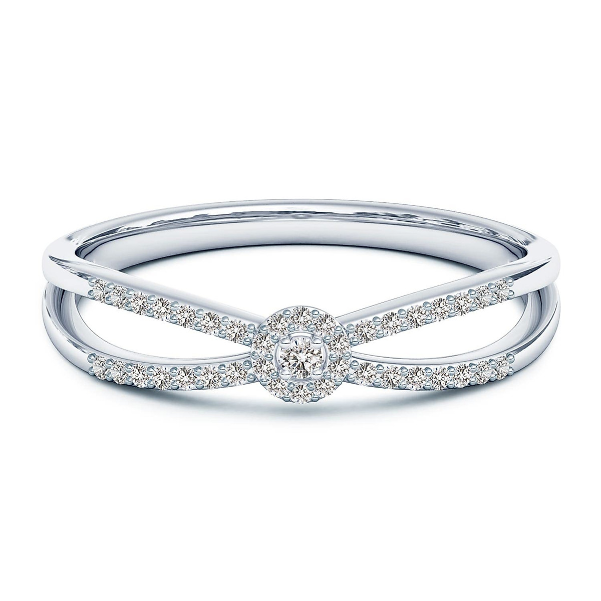 Angara Natural Diamond Promise Ring for Women in 14K White Gold (0.17 ct, Color-K, Clarity-I3, Ring size -6) - April Birthstone Jewelry fo Her