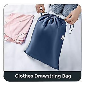 Packing cubes for essential travel - Set of 8 pcs of compression organizer for carry on suitcase, luggage mesh bags for accessories and clothing, laundry bag included (NAVY BLUE)