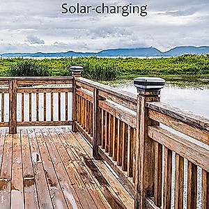 Sumaote Solar Post Cap Light, Outdoor Waterproof LED Solar Post Light Fits 4x4 5x5 6x6 Wooden Posts Fence Post Lights Platform Garden Patio Deck Lighting 6000K White Light, White Shell,1 Pack