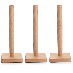 Dicunoy 3 Pack Wood Paper Towel Holder, Farmhouse Countertop Paper Towel Holder, Tissue Roll Stand Rack Paper Hanger Organizer for Kitchen, Bathroom, Living Room, Bedroom, Scrunchies Holder Stand