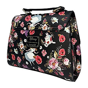 Loungefly Disney Alice in Wonderland Allover Floral Print Crossbody Satchel Handbag Purse