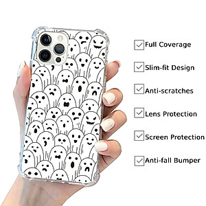 Rambulgkt Cute White Ghosts Case Compatible with iPhone 13 Pro Max, Halloween Ghosts Case for iPhone 13 Pro Max, Cool Cute TPU Bumper Phone Case Cover