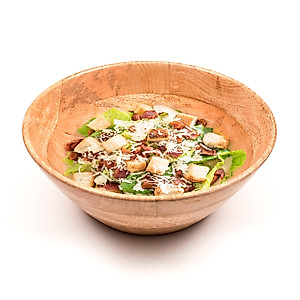 Alpha Living Home Wooden Bowl, Serving Bowl - Crafts Serve for Fruit's, Salads, Popcorn, Salad Spinner, Pasta, Soup, and Fruit - Bowls Looks Absolute Beautiful With Your Kitchen - 12 Inch Bowl