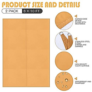 2 Pack 12 x 16 ft Waterproof Rectangle Sun Shade Sails Patio Awning 95% UV Blockage for Outdoor Patio Garden Backyard Lawn Pergola and Carport (Beige)