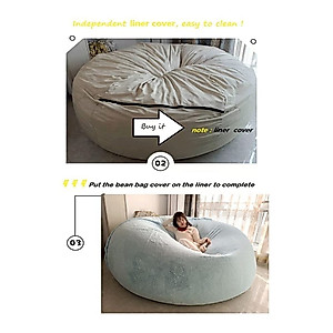 UOOD 7ft Giant Bean Bag Cover, Suede Lazy Sofa Cover Adult Bean Bag Sofa Chair Extra Large Fluffy Fur Portable Living Room Lazy Sofa Bed Cover No Filler (Color : Dark Grey)
