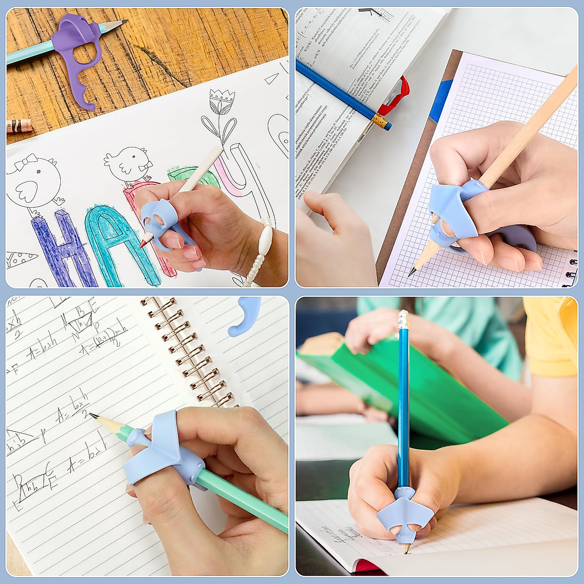 Pencil Grips for Kids Handwriting ZZWS Ergonomic 5 Fingers Pencil Grippers Posture Correction Writing Aid Grips for Toddler,Pen Grips for Beginners,School Supplies,Classroom Must Haves(4pcs)