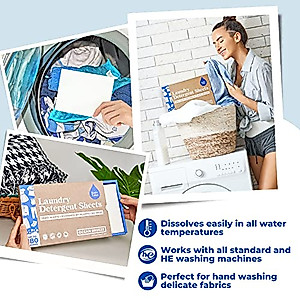 Laundry Detergent Sheets Travel Nativ Tales, Laundry Sheets Detergent with Easily Dissolved of Zero Plastic Waste and Exclusive Formula for Sensitive Skin, 180 Loads- Ocean Breeze Scent