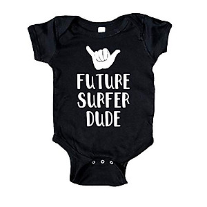 Future Surfer Dude Baby Onesie Hang Loose Surf Boy Clothes Gray