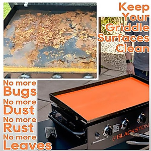 Longing Home Silicone Griddle Cover 28 inch for Blackstone, All-Encompassing Coverage Heavy Duty Food Grade Mat, Grill Buddy Mat for All Season, Griddle Cooking Surface Protective Cover - Orange