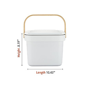 Full Circle Post Modern Stainless Steel 1.5 Gallon Compost Bin - Odor-Free Kitchen Countertop Composter with Charcoal Filter and Non-Scratch Base for Food Waste