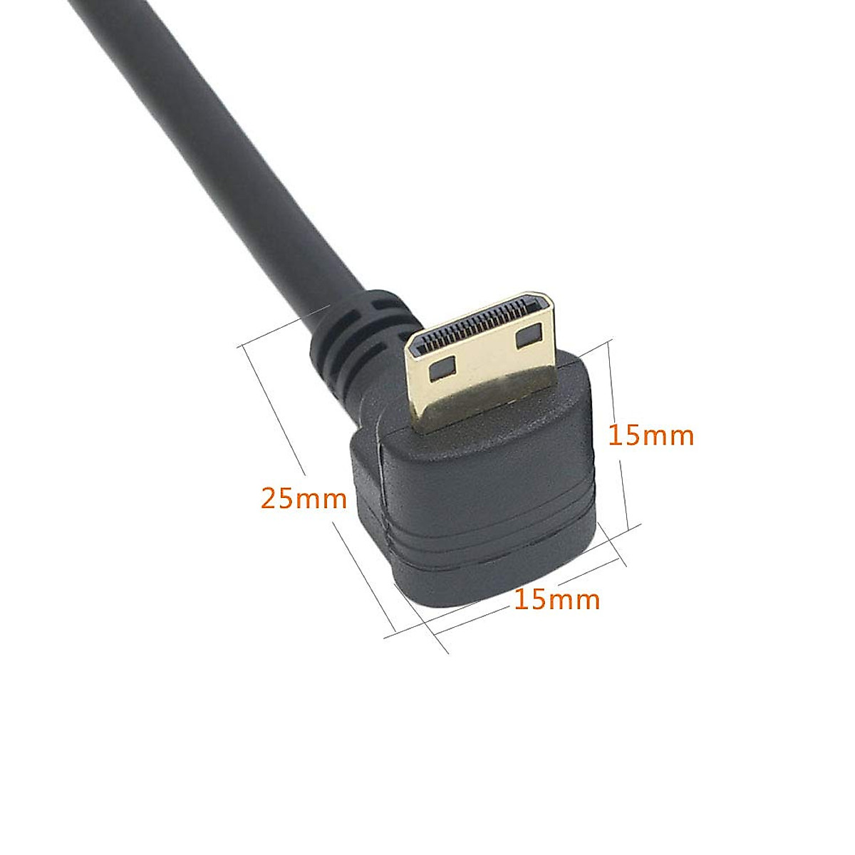 Tivid 15CM Mini hdmi 90 Degree Adapter Mini hdmi Right Angle Male to HDMI Female Cable Adapter Connector Support 1080P Full HD, 3D (0.15m, Downward Angle).