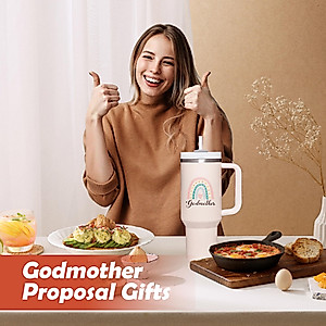 40 oz Tumbler with Handle Straw Godmother Proposal Gift from Godchild God Mother Proposal Gifts for Women Insulated Water Mug Pregnancy Announcement Baptism Birthday Mother’s Day Christmas Gifts