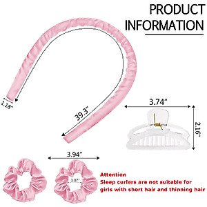 CORATED Heatless Curling Rod Headband, No Heat Silk Ribbon Rollers for Overnight Sleeping Curls, Styling Kit with Hair Clips and Scrunchie