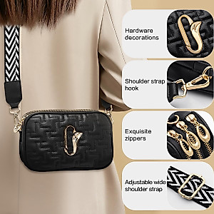 FOXLOVER Women's Crossbody Bags Leather Small Shoulder Bag Purses for Women Quilted Chain Lady Casual Lattice