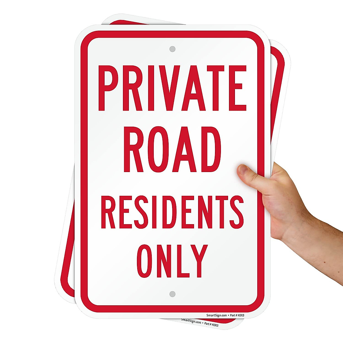 SmartSign 2-Pack Private Road Residents Only Sign - 18 x 12 inch, 2mm Aluminum Composite, Pre-Drilled Holes, Red and White, Made in USA