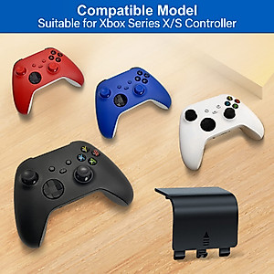 Battery Cover for Xbox Series S, Cheap Replacement Back Shell Door Lid Repair Part to Microsoft Xbox Series X Controller, Black Batteries Port Cap Outside Case for New Xbox Core Wireless Remote,4 Pack