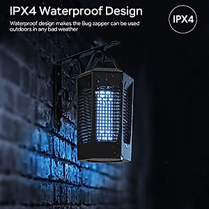 Bug Zapper Outdoor,4200V Electric Mosquito Zapper Indoor,18w Intelligent Light Sensor Insect Fly Zapper,with 10ft Power Cord，for Home, Patio, Kitchen, Backyard, Camping