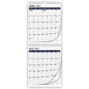 2023-2024 2-Month View Wall Calendar by StriveZen, Move-a-Page, Monthly, Foldable, Vertical, April 2023 - December 2024, 12x 28 Inches, Large, Minimalist, 21 Months