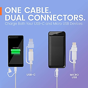 ReTrack Helix Braided Nylon USB-A to USB-C Charge & Sync Cable, Micro USB, Black, 5 ft (ETHACM10WT)