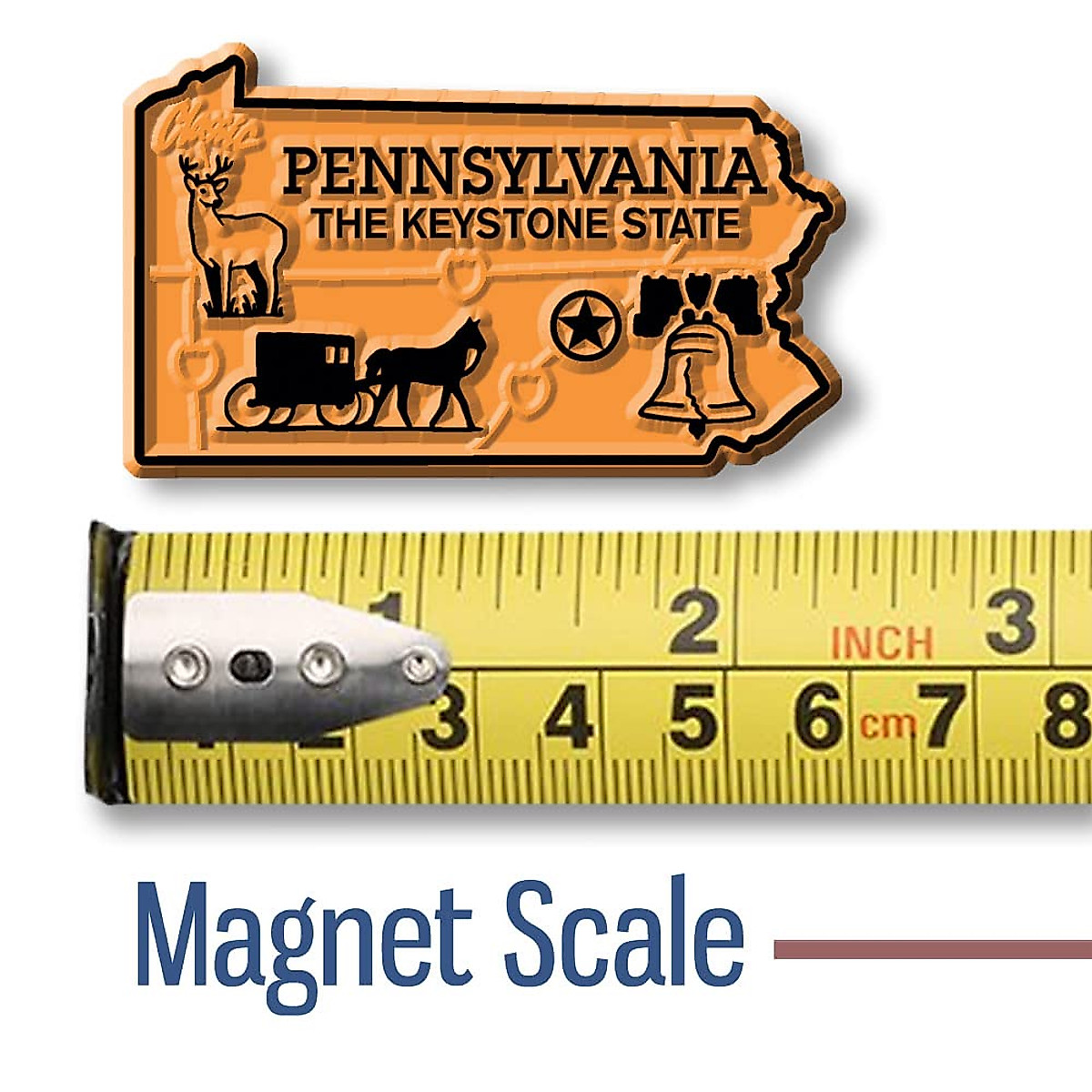 Pennsylvania Small State Magnet by Classic Magnets, 2.3" x 1.4", Collectible Souvenirs Made in The USA