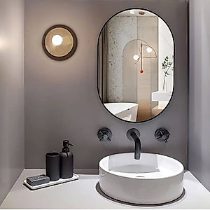 Manocorro Oval Wall Mirror, 20" x 30", Black Oval Bathroom Mirror, Large Wall Mounted Mirror w/Metal Frame, Vertical & Horizontal, Prefect for Entryway, Bedroom, Fireplace (20''x30'', Black)