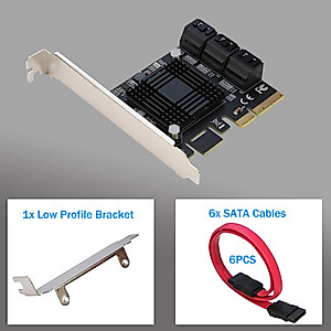 PCIe SATA Card [6 Ports], RIITOP PCIe x4 to 6 Port SATA 3.0 6Gbps Expansion Controller Adapter
