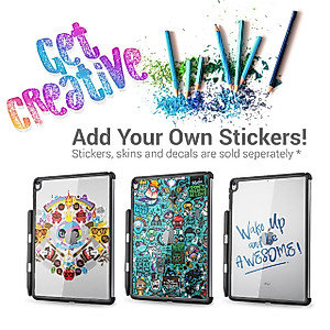 TineeOwl iPad Pro/Air 3 (10.5-inch) Case with Pencil Holder [Improved] Thin and Slim, Compatible with Apple Smart Keyboard and Smart Cover (Clear/Black)