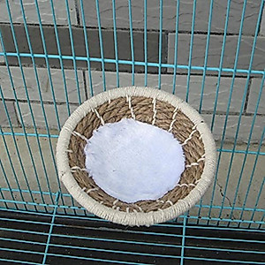 zswell Handmade Flax Rope Weave Bird Breeding Nest and Small Parrot Cage Hatching House Hut Nesting Box for Budgie Parakeet Cockatiel Parakeet Conure Canary Finch Lovebird