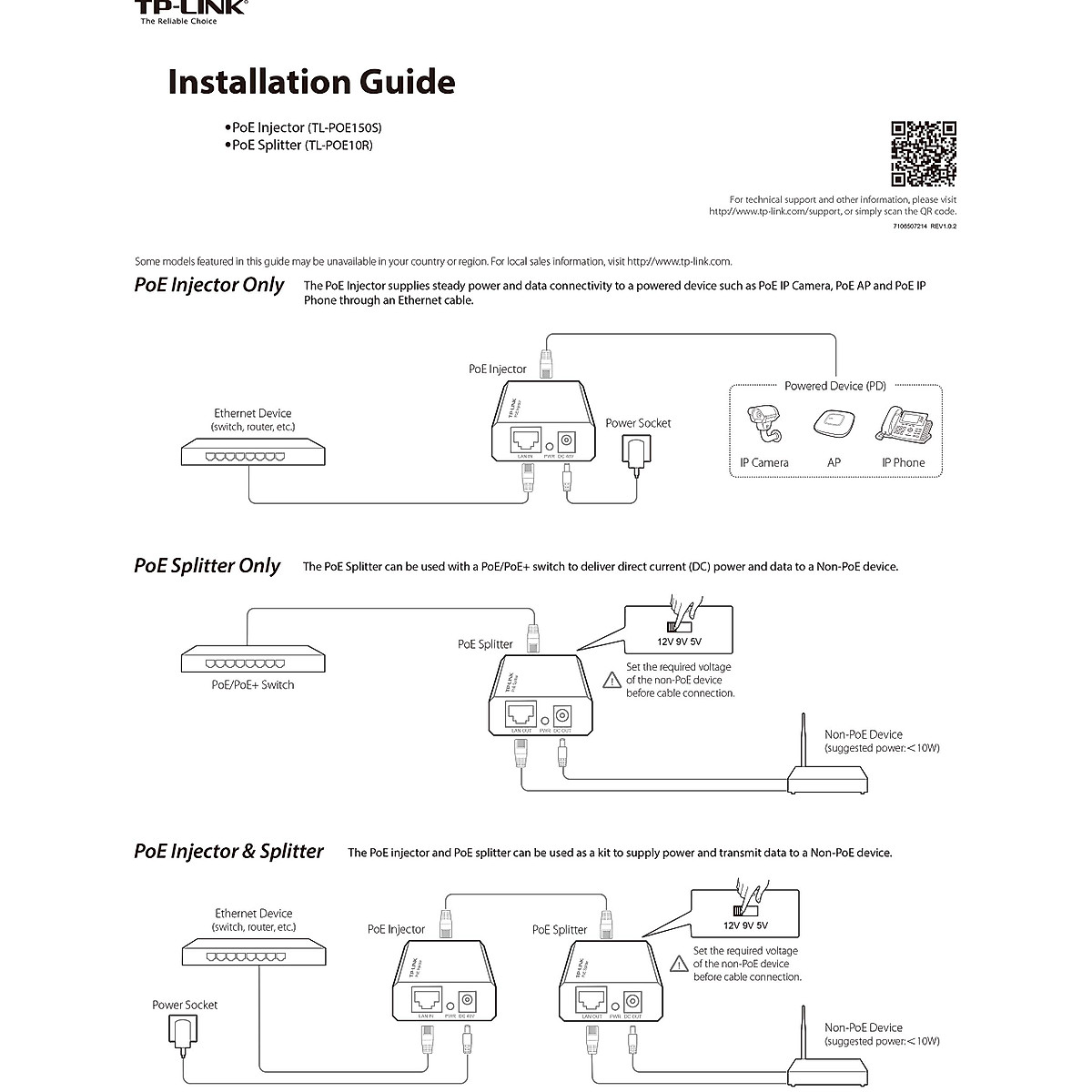 TP-LINK TL-PoE150S PoE Injector Adapter, IEEE 802.3af compliant, up to 100 meters (325 Feet) (Renewed)
