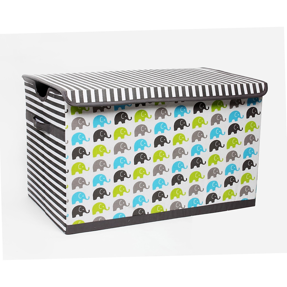 Bacati - Toy Chest Playful Elephants Aqua/Lime/Grey