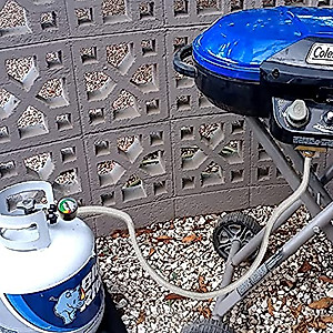 MOFLAME 1 lb. to 20 lbs. Propane Adapter Hose Conveter With Fuel Gauge,6FT Stainless Braided Propane Hose Adapter Converter 1 lb Protable Appliance.Heater.Camping Stove to 5-100lb POL LP Tank.