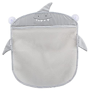 Naisicore Bath Toy Storage Net, Cute Shark Shaped Bathtub Toys Organizer with Suction Cups, Mesh Shower Caddy Storage Bags for Bathroom (Gray)