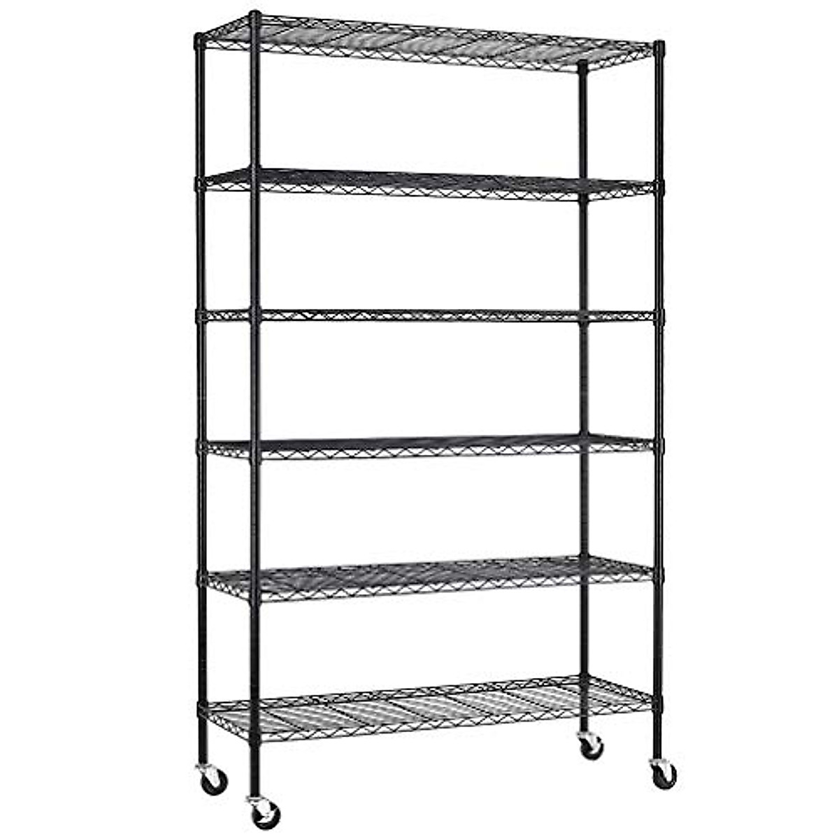 18x48x72 Inch Commercial Wire Shelving Unit with Wheels 6 Tier Heavy Duty Layer Rack Storage Metal Shelf Garage Organizer Wire Rack Shelving Adjustable Utility 2100 LBS Capacity with Casters,Black