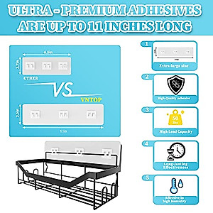 VNTop 5-Pack Stainless Steel Shower Caddy with Self-Adhesive Large Capacity Racks, Shelves, and Storage - Rustproof Bathroom Organizer for Inside the Shower, with No-Drill Required Shower Shelf Accessories