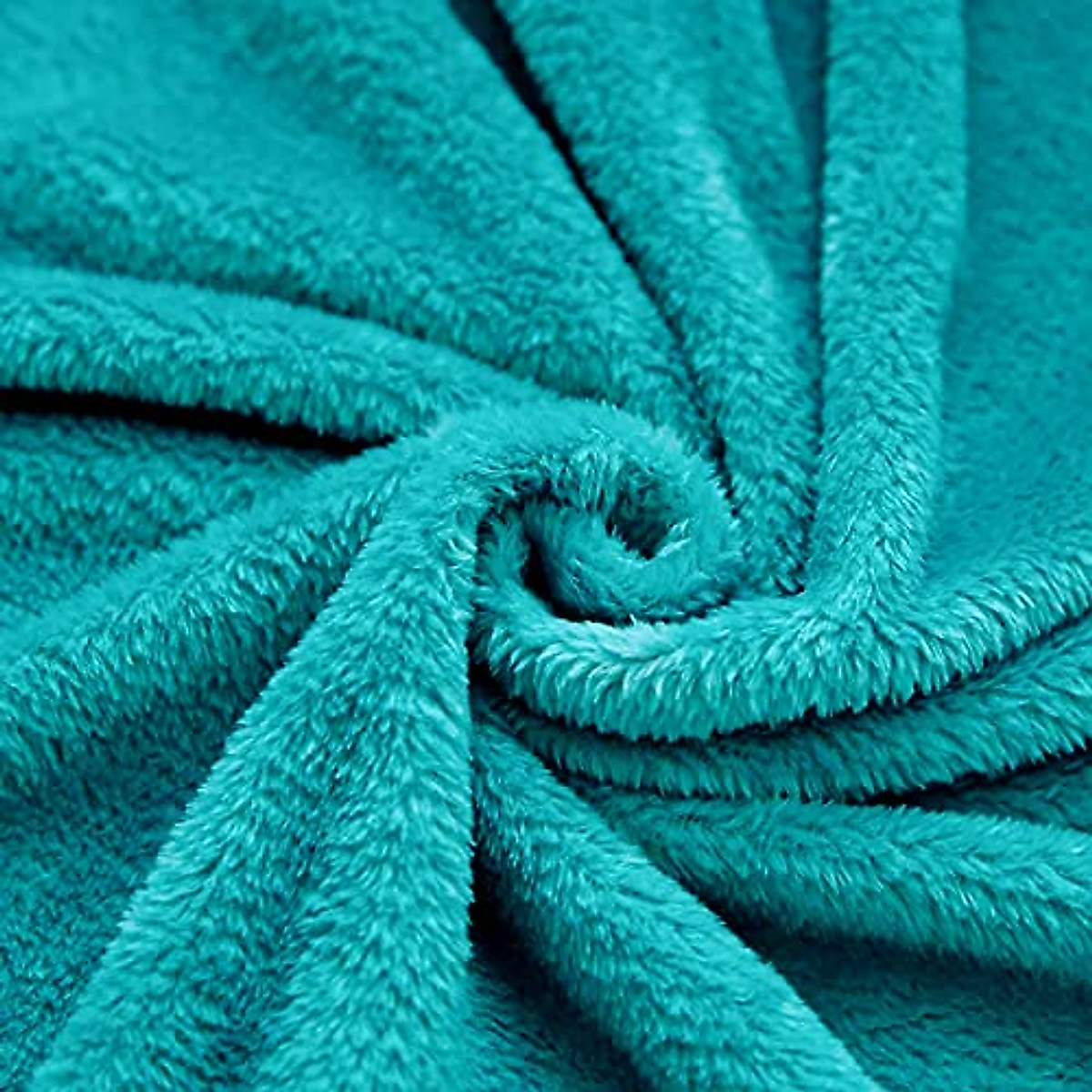 FY FIBER HOUSE Flannel Fleece Throw Blanket Super Soft Lightweight Microfiber with Stone Print for Couch, 50"X60", Teal