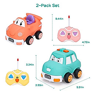 TOY Life 2 Pack Remote Control Cars for Toddlers Boys Girls 3-5 4-7 with Washable & Detachable Covers, Toddler RC Car Toys Gifts for 2 Year Old Boys, Kids Baby Remote Control Toy Cars