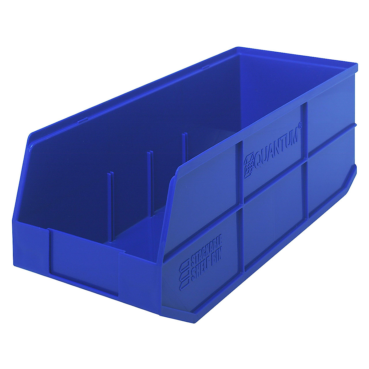 Quantum Storage K-SSB483BL-4 4-Pack Stackable Plastic Shelf Bin, 20-1/2" x 8-1/4" x 7", Blue