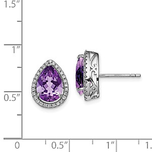 925 Sterling Silver Purple Amethyst Cubic Zirconia CZ Stud Earrings February Birthstone Jewelry