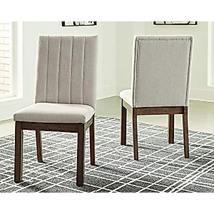 Signature Design by Ashley Dellbeck Contemporary Upholstered Channel Stiched Dining Chair, 2 Count, Beige