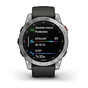 Garmin epix 2, Premium Active Smartwatch, Slate and Stainless Steel with Silicone Band Black
