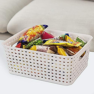 Callyne 6-Pack Woven Plastic Storage Baskets, White